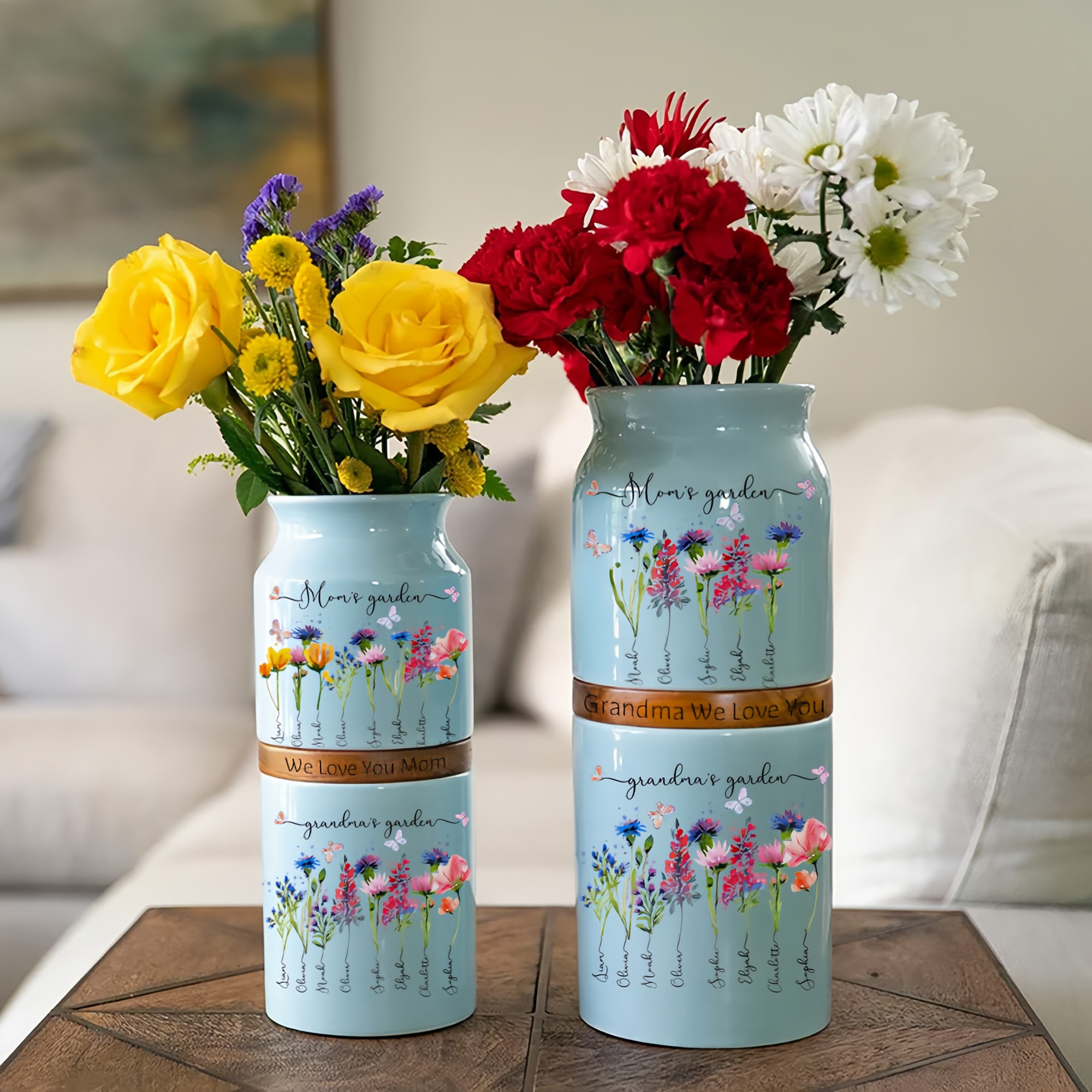 Personalized Grandma's Garden Outdoor Flower Vase With Grandkids Name ...